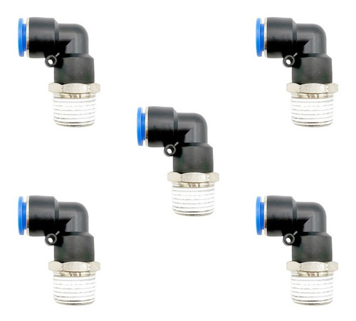 5 Pz De Conector/racor Rápido Neumático Codo 1/2 Npt X 12mm | Instrutek